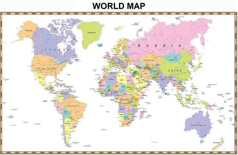 9 Mẫu bản đồ Thế Giới đep nhất về tự nhiên, hành chính giao thông